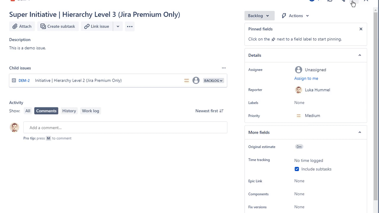 Jira Epic/Tree Clone